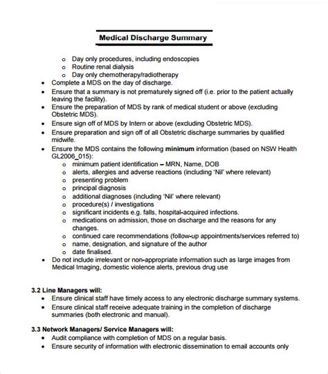 Free 7 Sample Discharge Summary Templates In Pdf Ms Word