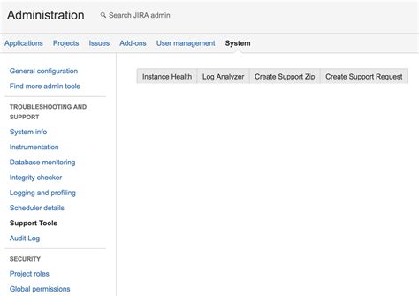 support tools plugin shows blank page jira atlassian documentation