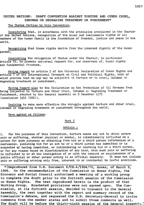 United Nations Draft Convention Against Torture And Other Cruel