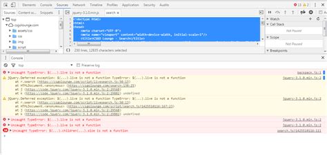 javascript website not working properly because of jquery not loading