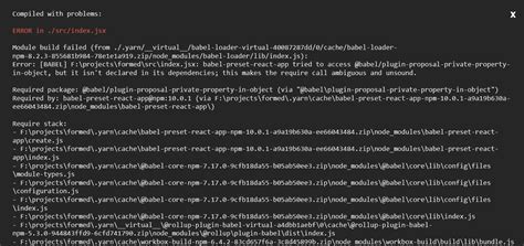 reactjs i get an error when i do yarn start required package