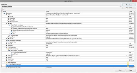 winforms thrown system exception stackoverflowexception c stack