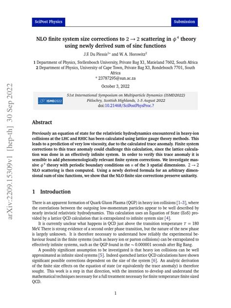 Nlo Finite System Size Corrections To 2 Theory Using Newly Derived Sum