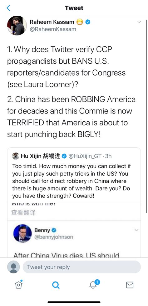 Raheem Kassam How Does Twitter Verify Ccp Propaganda But Ban Us