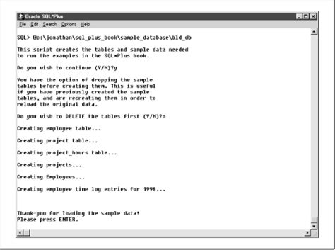 Creating And Loading The Sample Tables Oracle Sql Plus The