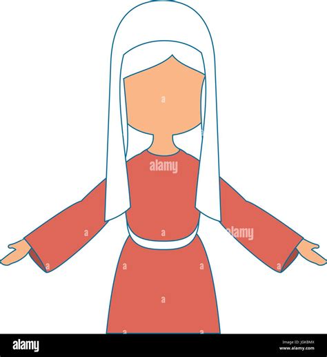 Virgen María Cartoon Icono Ilustración Vectorial Diseño Gráfico Imagen