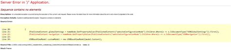 sequence contains no elements using umbraco and getting started our