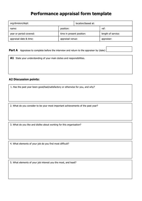 Performance Appraisal Form Template In Word And Pdf Formats 7965 The