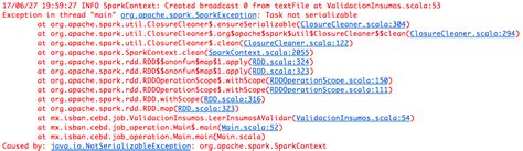 scala why does spark application work in spark shell but fail with