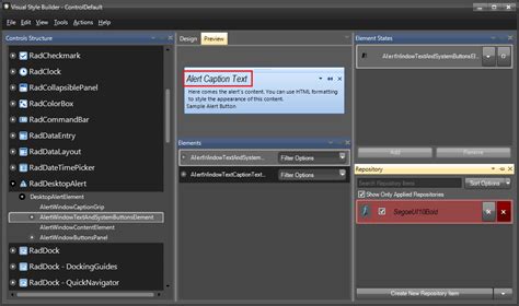 themes raddesktopalert telerik ui for winforms