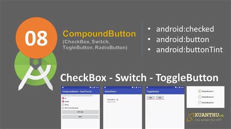 aj 08 sử dụng checkbox switch togglebutton lập trình android youtube
