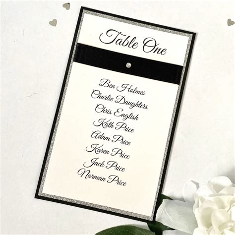 black and silver glitter table name