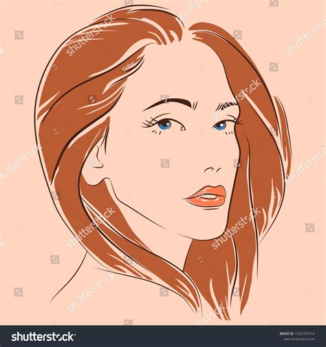 Vector Illustration Beautiful Woman Face Hand Stock Vector Royalty