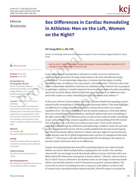 Pdf Sex Differences In Cardiac Remodeling In Athletes Men On The