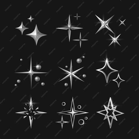 Premium Vector Realistic Silver Stars Element Collection