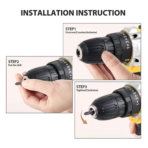 20v Electric Drill 3 8 Power Cordless Screwdriver 37pcs Drill Set W 2