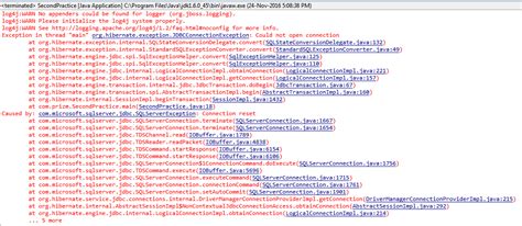 java exception in thread main org hibernate exception