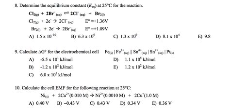 Solved Determine The Equilibrium Constant K Eq At 25