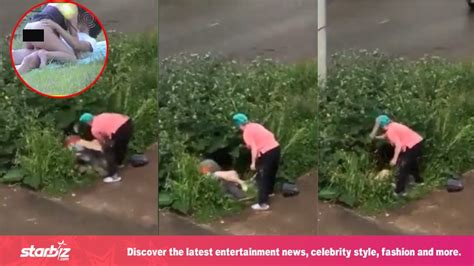 randy couple caught having sex in a roadside bush by