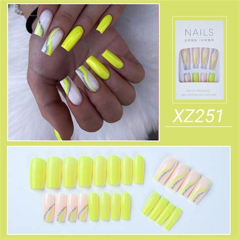 Cheap 24pcs Press On Nails French Nails Art Long And Short Square