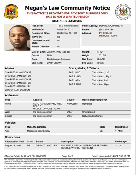 homeless sex offender notification dover delaware state police