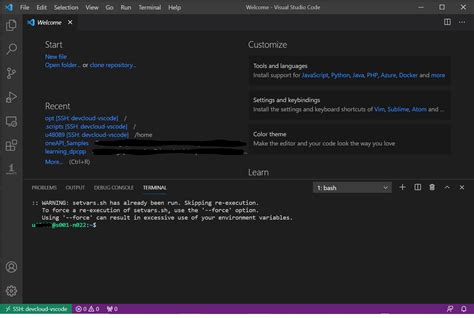 problem with connect devcloud vscode intel communities