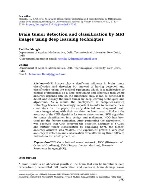 Pdf Brain Tumor Detection And Classification By Mri Images Using Deep