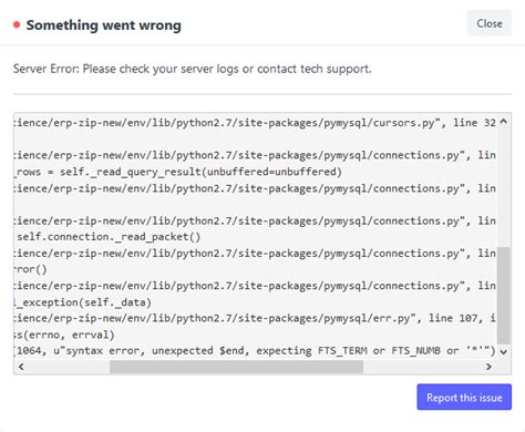 error when searching bug discuss frappe erpnext