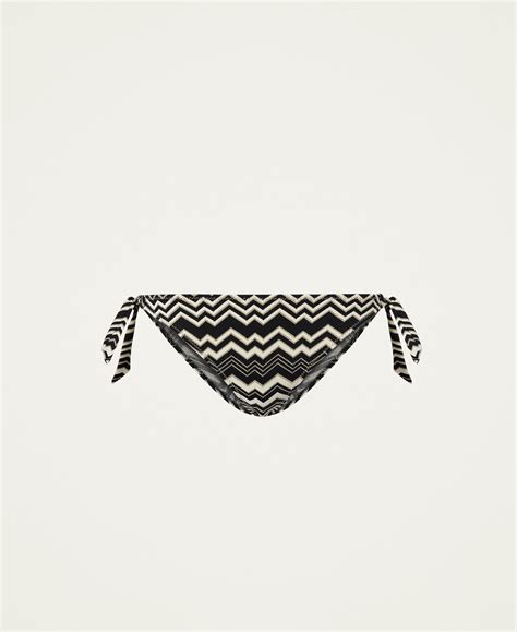 Jacquard Bikini Thong Woman Black Twinset Milano