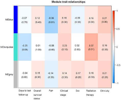 Module Trait Associations Between Mutated Genes And Clinical Features