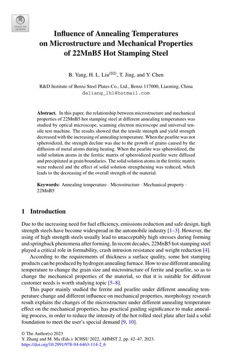Pdf Influence Of Annealing Temperatures On Microstructure And