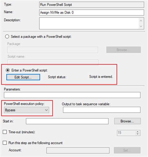 how to create a powershell script package in sccm