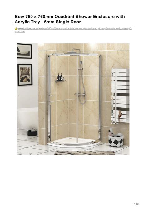 Bow 760 X 760mm Quadrant Shower Enclosure With Acrylic Tray 6mm