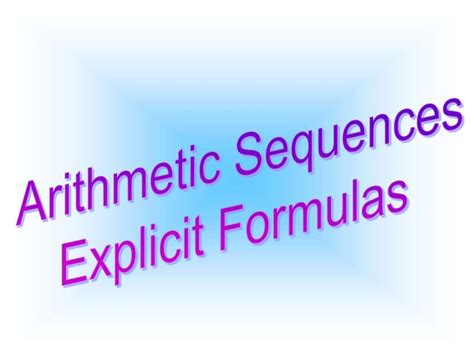 Arithmetic Sequences Explicit Ppt