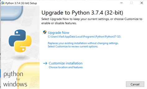 how do i upgrade the python installation in windows 10 stack overflow