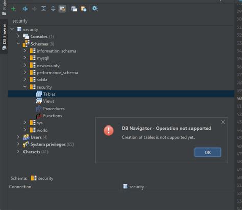 java intellij idea can t access db navigator operation not
