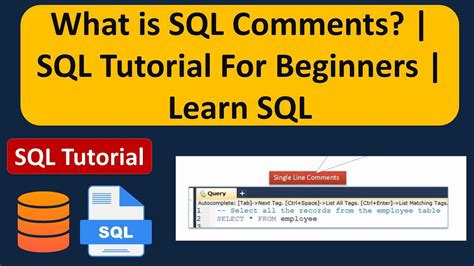 What Is Sql Comments Sql Tutorial For Beginners Learn Sql Youtube