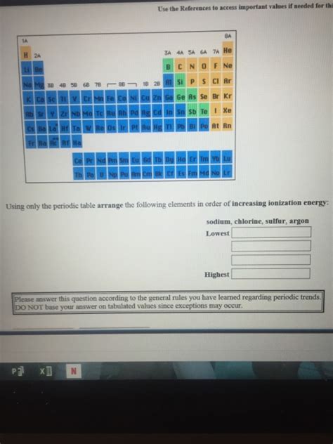 Solved Using Only The Periodic Table Arrange The Following