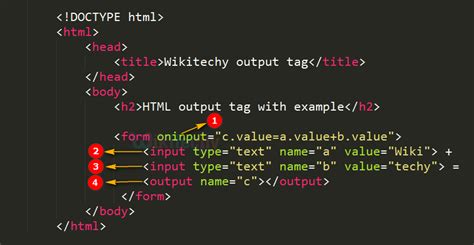 html tutorial output tag in html html5 html code html form in
