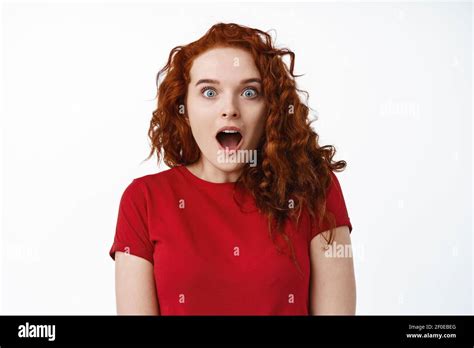 Wow So Cool Excited And Surprised Young Ginger Girl Drop Jaw And