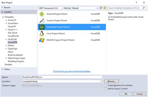 using freertos with nordic nrf5x devices visualgdb tutorials
