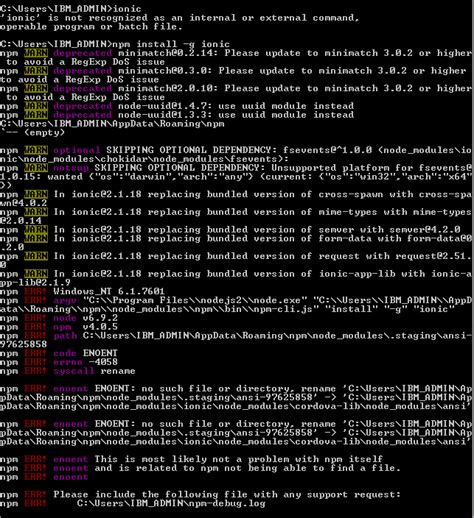 windows nt error install in ionic cordova process stack overflow