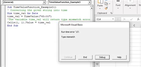 excel vba timevalue function tae