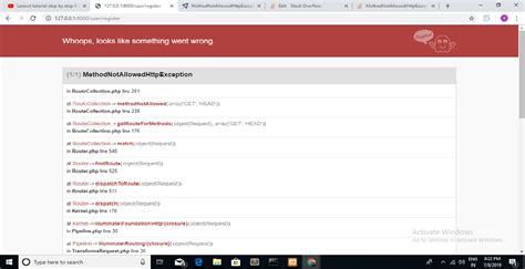 php having a problem in methodnotallowedexception stack overflow
