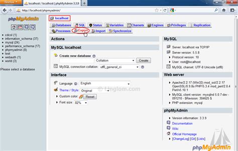 backup and restore database on mysql using phpmyadmin