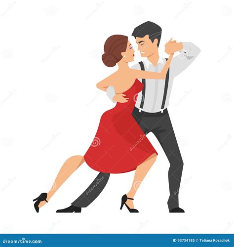 Vector Flat Style Illustration Of Couple Dancing Tango Stock Vector