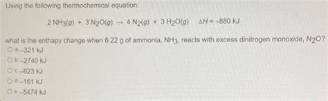 Solved Using The Following Thermochemical Equation