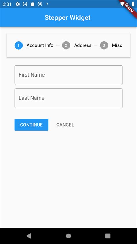 creating a multi step form in flutter using the stepper widget