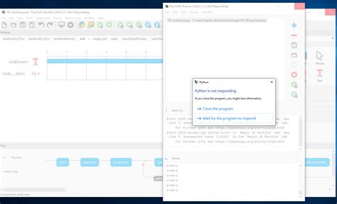python not responding at the end of the experiment and weird data