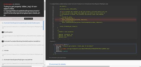 laravel errorexception e error trying to get property slider img